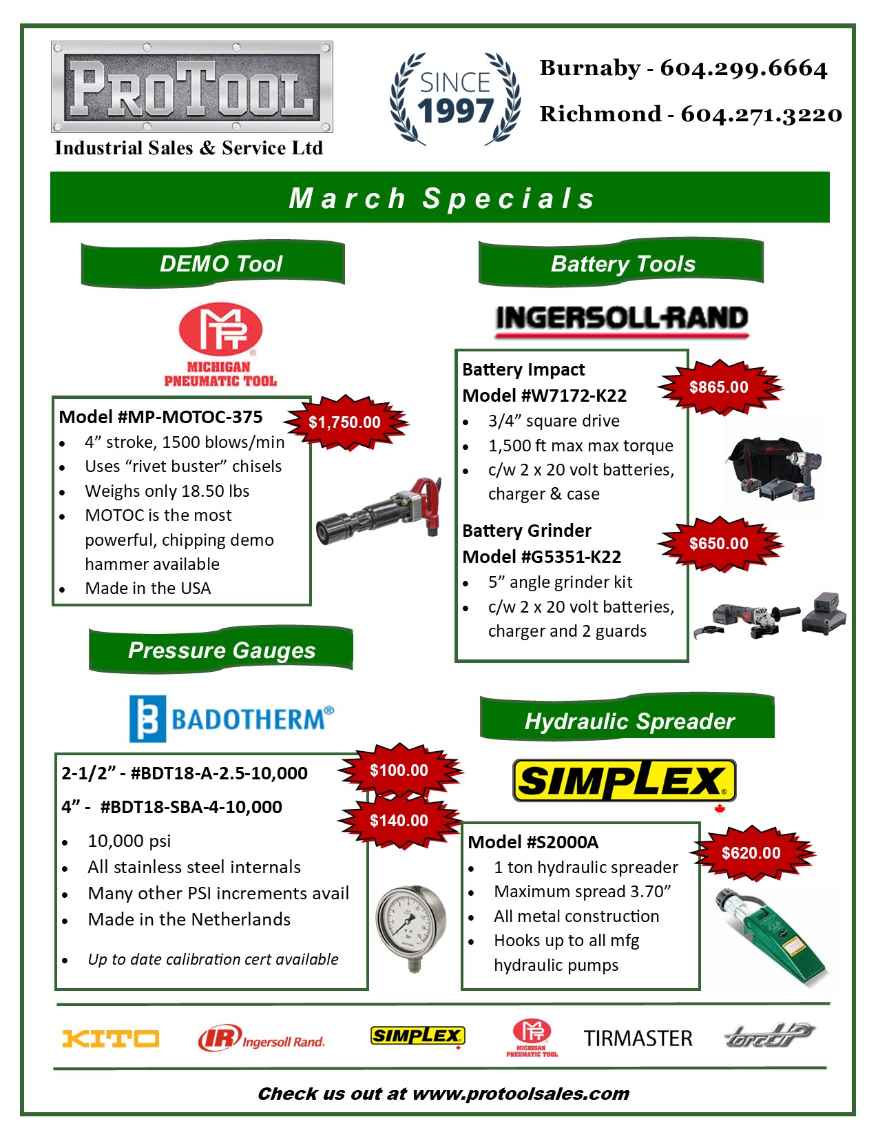 Specials | ProTool - Industrial Sales and Service